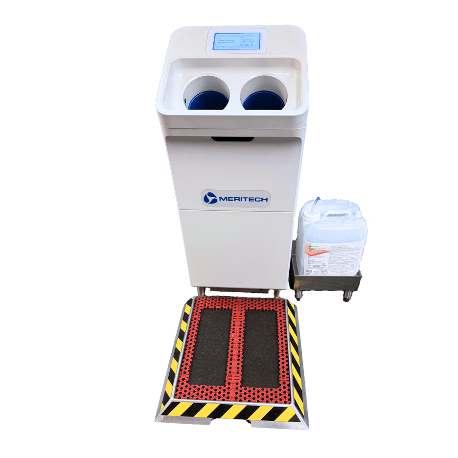 How do CleanTech® Automatic Boot Cleaners sanitize footwear?