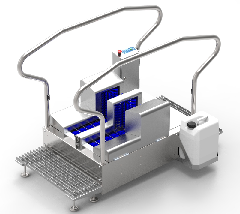 Automated Footwear Sanitizing and Boot Scrubbing Technology